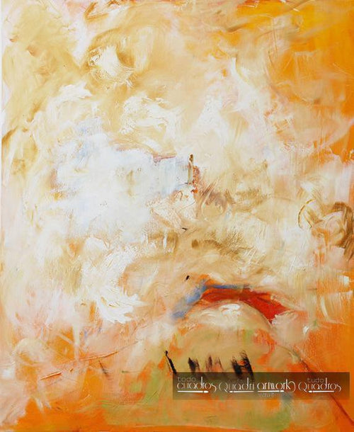 Cuadro abstracto titulado Splash Amarillo, pintado a mano.