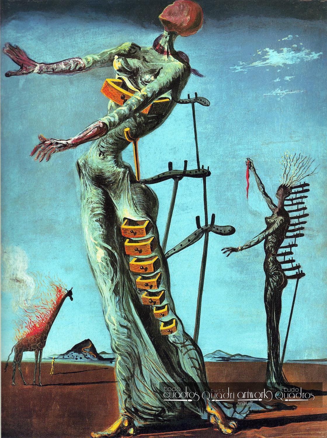 "La jirafa en llamas", cuadro de Salvador Dalí, obra al óleo.